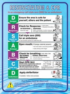 POOL CPR & RESUSCITATION SIGN 30x40cm weatherproof for fence, glass ...
