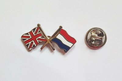 UNION JACK AND NETHERLANDS T072 METAL DOUBLE FRIENDSHIP PIN BADGE | eBay