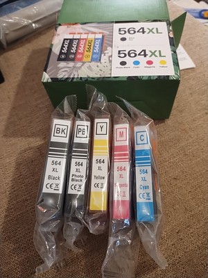 564XL Ink Cartridges 5pc Set- 564 HP Photosmart 5510 7510 7525 Deskjet ...