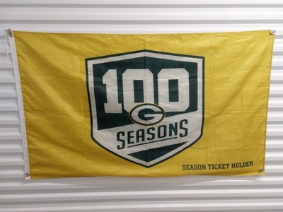 Green Bay Packers 35 x 60" Nylon Flag 100 Seasons Season Ticket Holder ...