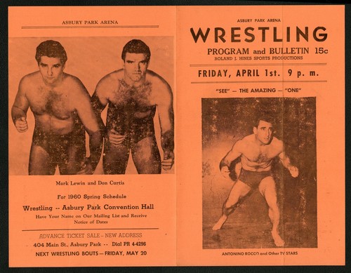 Asbury Park Wrestling Program & Bulletin April 1960 Antonino Rocca ...