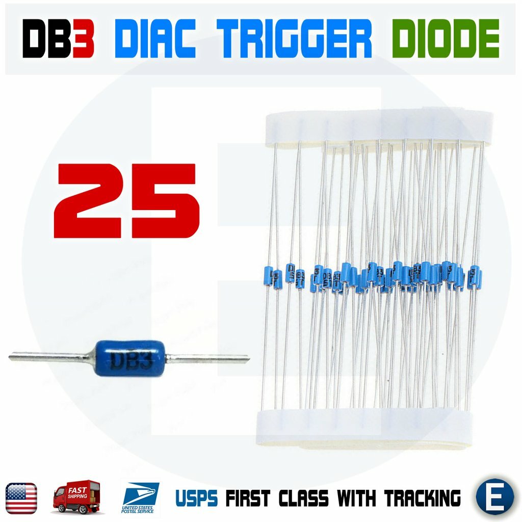 25pcs DB3 Diac Bilateral Trigger Diode Bidirectional Thyristor DB-3 DO ...