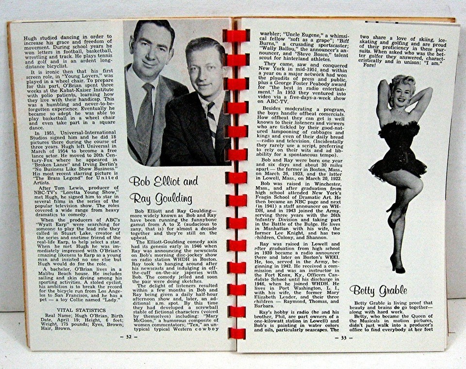 1957 TV Stars Personalities Biographical Sketch Book #3 Unused Old ...