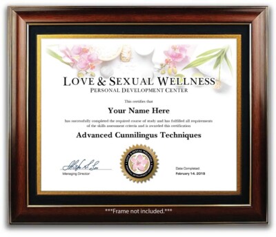 Oral Sex Certificate /Diploma - College Dorm Garage Man Cave Office ...