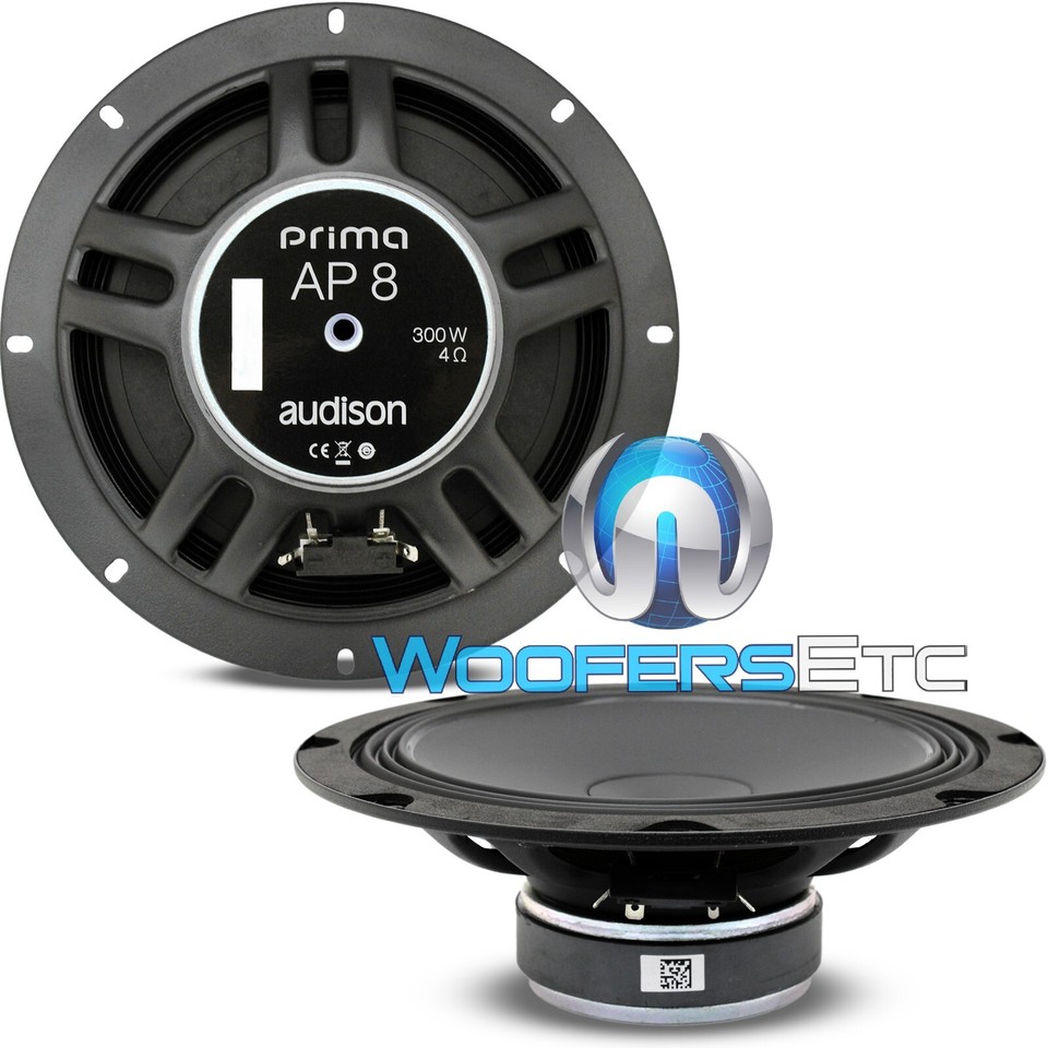 AUDISON AP8 PRIMA 8" MIDRANGE 4-OHM 100W RMS SPEAKERS CAR AUDIO PAIR ...