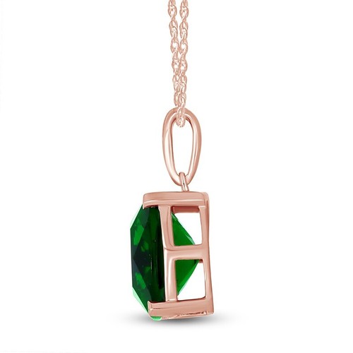 Solitaire Pendant Necklace Simulated Green Helenite 14K Rose Gold ...