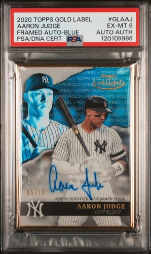 2020 TOPPS GOLD LABEL FRAMED AUTO BLUE AARON JUDGE 5/10 PSA 6 AUTO ...