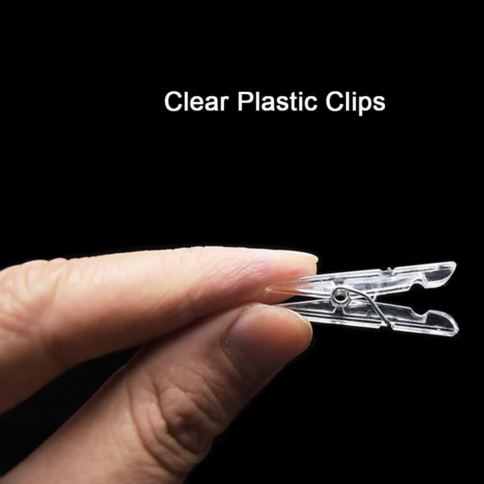 100 Pcs Mini Clear Photo Clips, Mini Clothespins Clip, Clothes Line ...