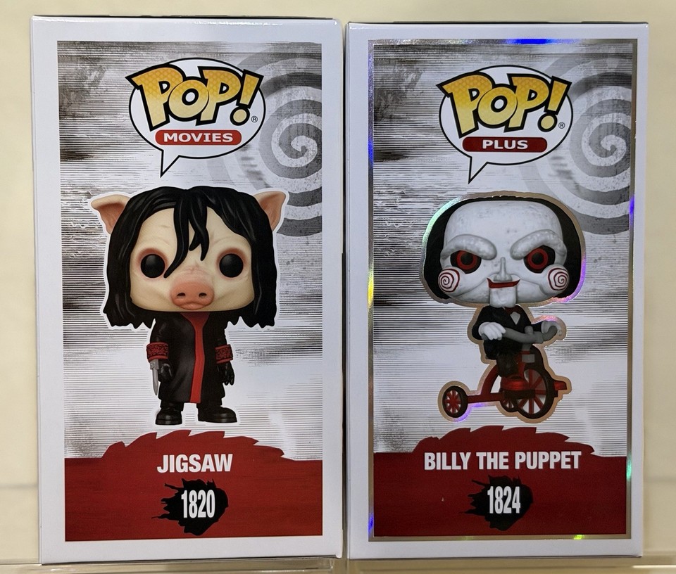SAW Tobin Bell Jigsaw Chase #1820 & Billy #1824 Signed Funko Pop Prime ...