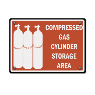 Horizontal Metal Sign Compressed Gas Cylinder Storage Area Hazard ...