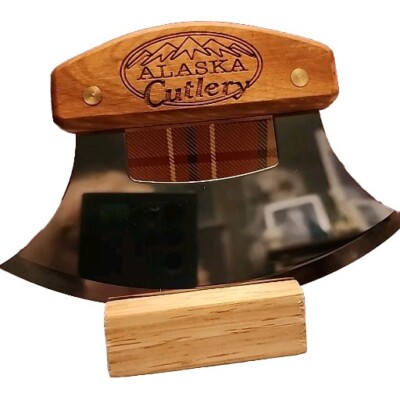 Alaska Mezzaluna Ulu Knife Salad Veggies Rocker Chopper Slicer Cutter ...