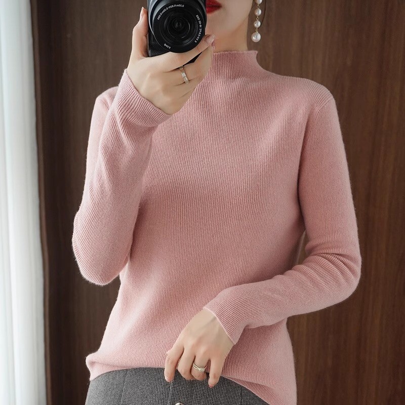 Woman Fit Knitted Faux Cashmere Sweater Slim Mock Neck Jumper Pullover ...