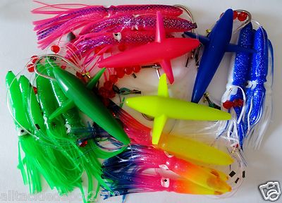 4 Sets daisy chain bait rigs bird tuna marlin fishing lures squid | eBay