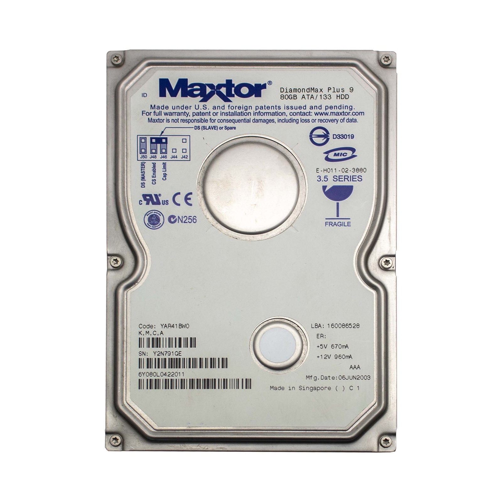 Maxtor 6Y080L0422011 80GB IDE 3.5" HDD Hard Disk PATA EIDE PC | eBay