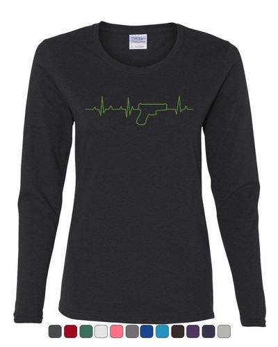Handgun Heartbeat 2A Women's Long Sleeve Tee 2nd Amendment Supporter ...