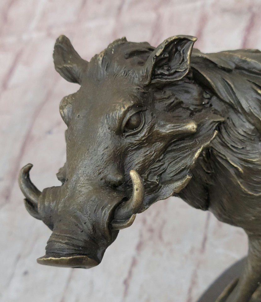 Wild Boar Hog Pig Pure Bronze Sculpture Statue Figurine Art Decor Farm ...