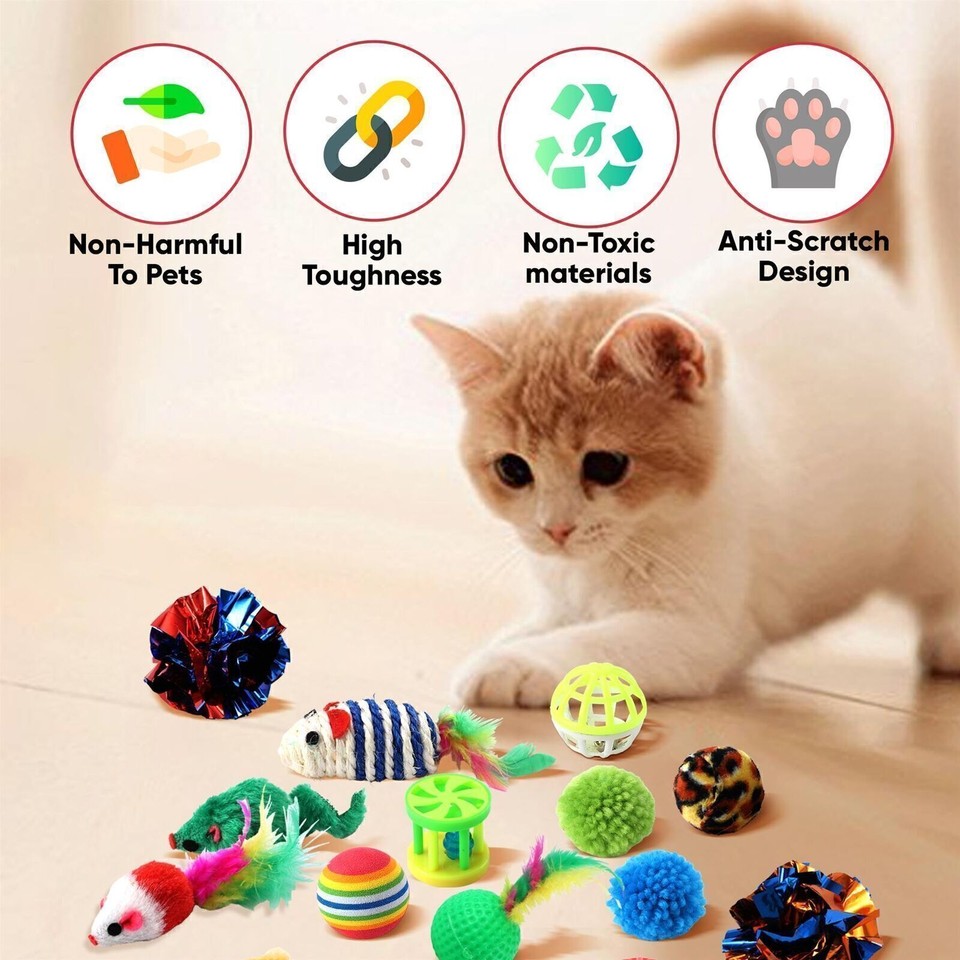 Cat Interactive Toys 20PCS Cat Toy Set Indoor Cat Interactive Toy Set ...