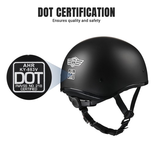 AHR Half Face Motorcycle Helmet Sun Visor DOT Approved Bike Chopper ...