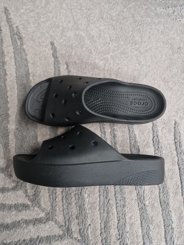 Crocs Sliders Sandals Womens 8 Black Wedge | eBay UK