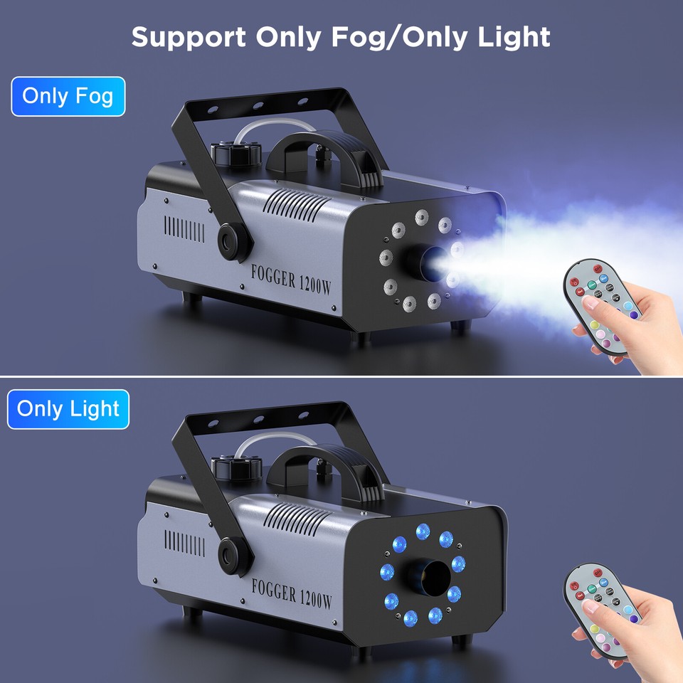 1200W Fog Smoke Machine DJ Stage Fogger Effect RGB 9LED 3IN1 Multi ...