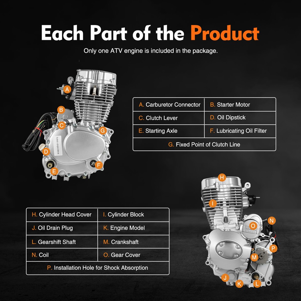 4 Stroke 250cc 200CC DIRT BIKE ATV Engine Motor & 5-Speed Transmission ...
