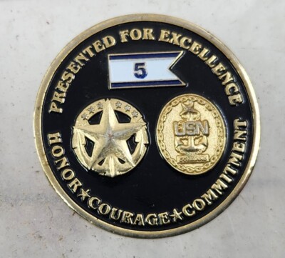 USN Presented for Excellence Honor Courage Commitment Challenge Coin ...