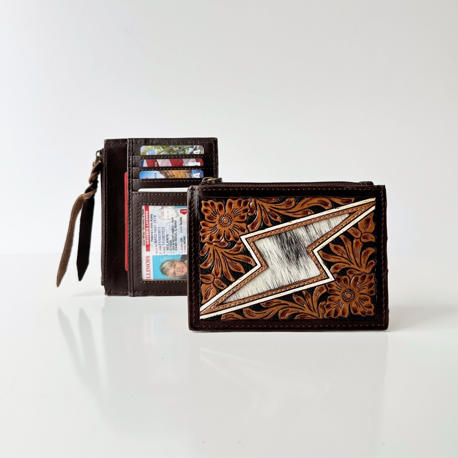 Handcrafted Genuine Leather Card Holder with Western Design - Small ...