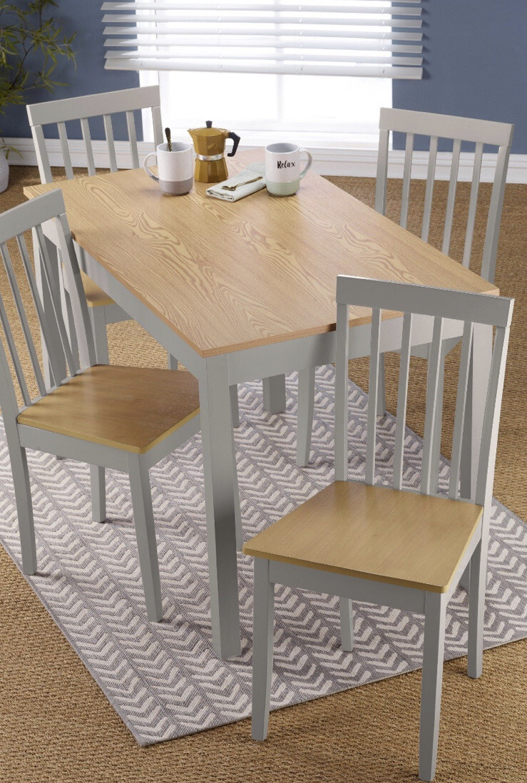 Sherbourne 5 Piece Wooden Dining Table Set with Chairs Grey Oak | eBay