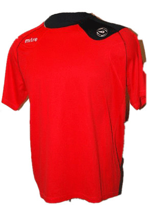 Mitre Soccer Men's Lightweight Polyester Dri Fit Red Jersey Style Crew ...