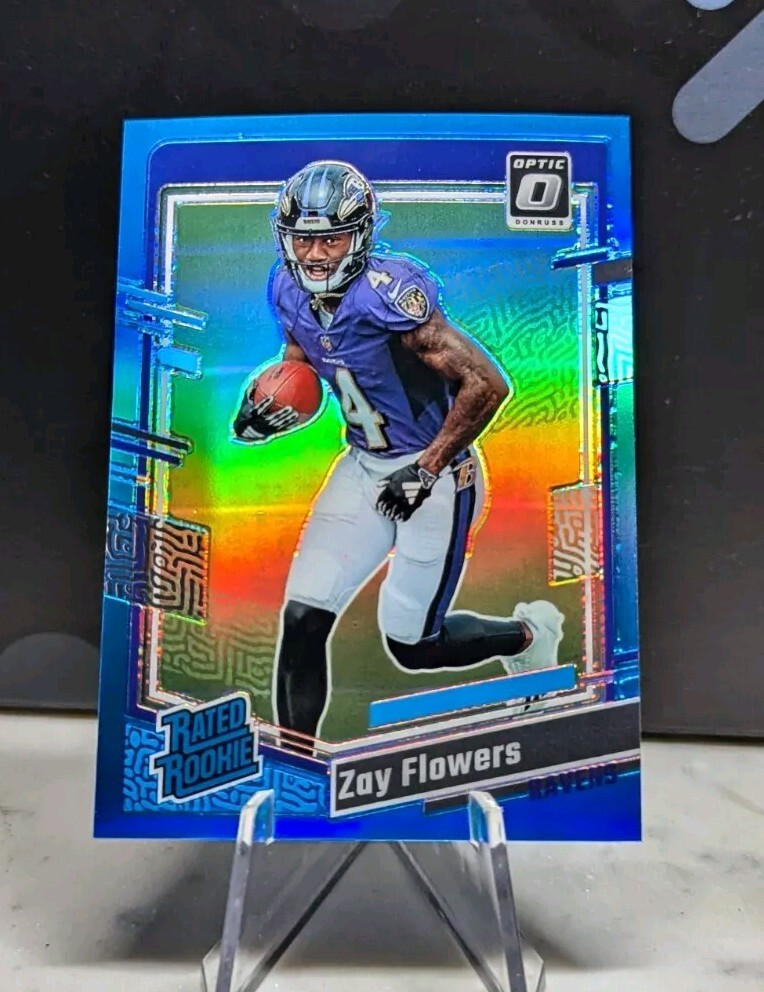 Zay Flowers 2023 Optic Football - Rated Rookie Aqua Blue Prizm /299 ...