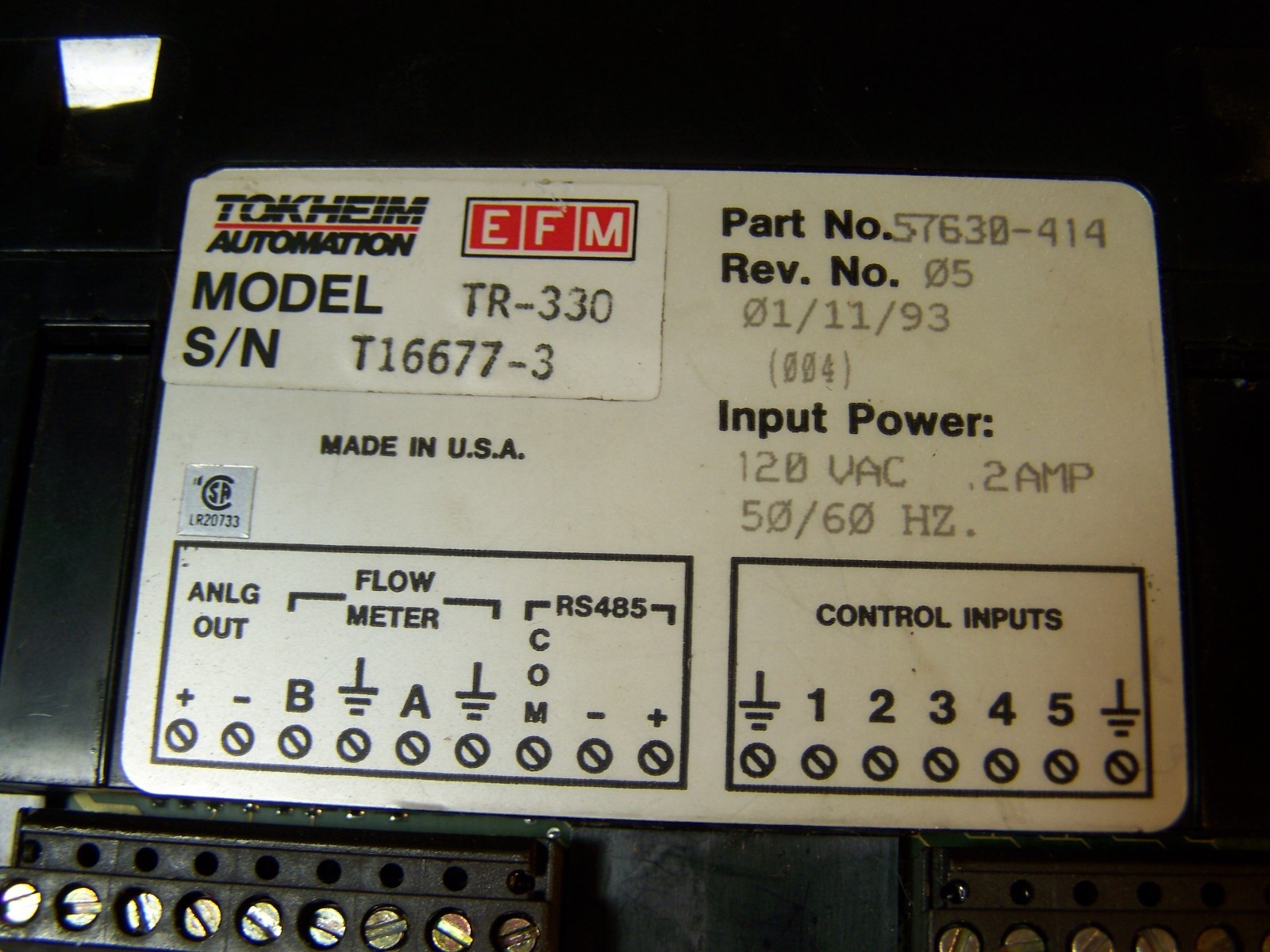Tokheim Automation EFM TR-330 57630-414 Flow Control Controller EFM ...