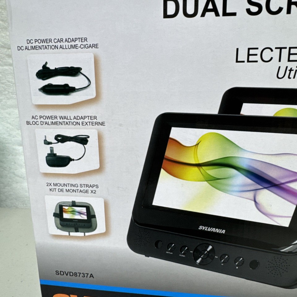 Sylvania SDVD8737 Dual Screen Dvd Player with Two 7” Screens New US6 ...