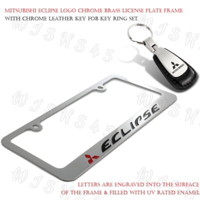 Mitsubishi ECLIPSE SET Chrome Brass Metal License Plate Frame w/ Key ...