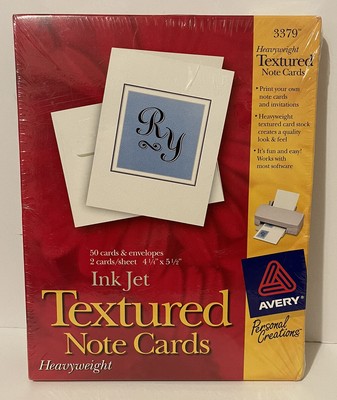 Avery 3379 Textured Ink Jet Note Cards Heavyweight 50 Cards & Envelopes ...