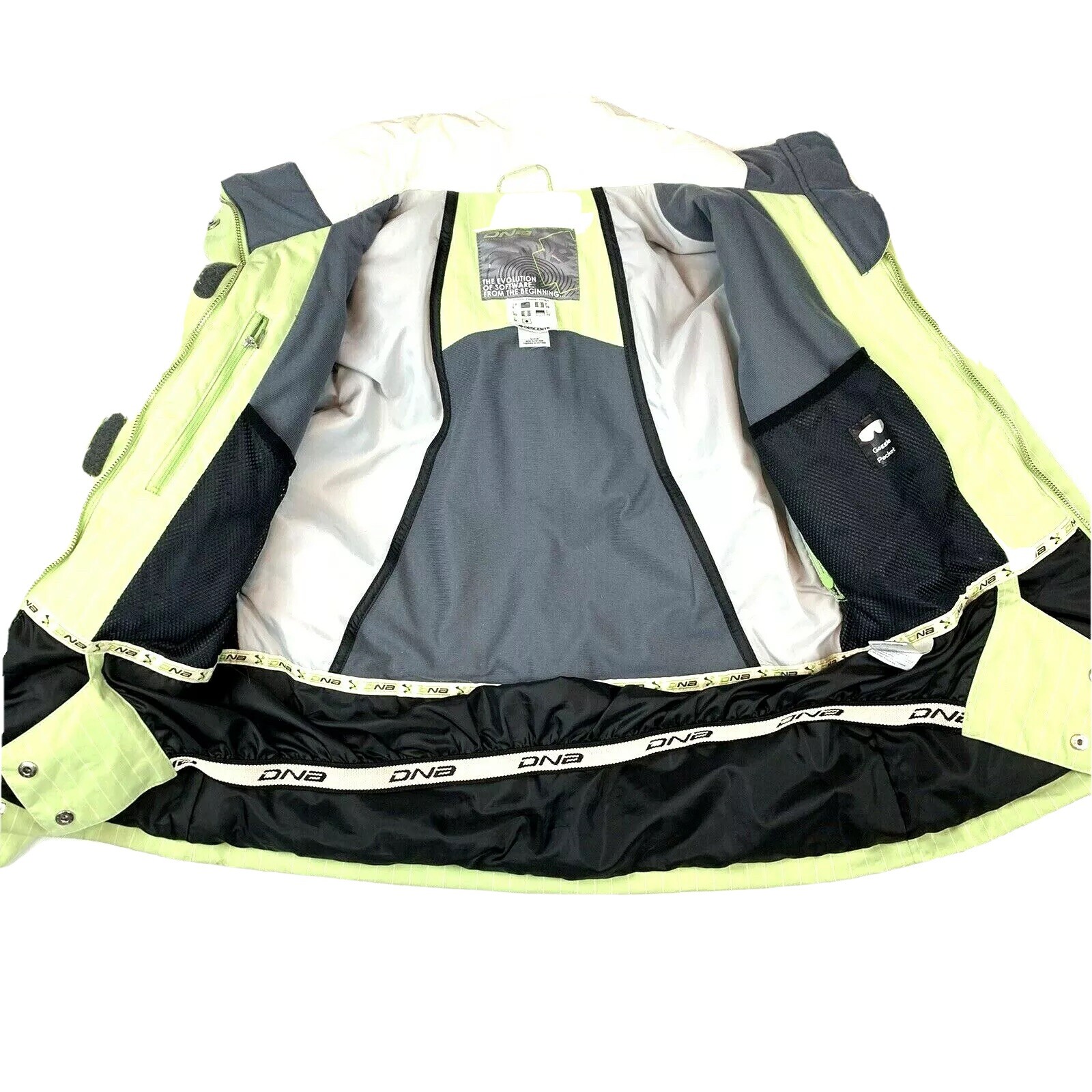 Descente DNA Women Sz 6 Green Stripe Hooded Snow Ski Full Zip Puffer ...