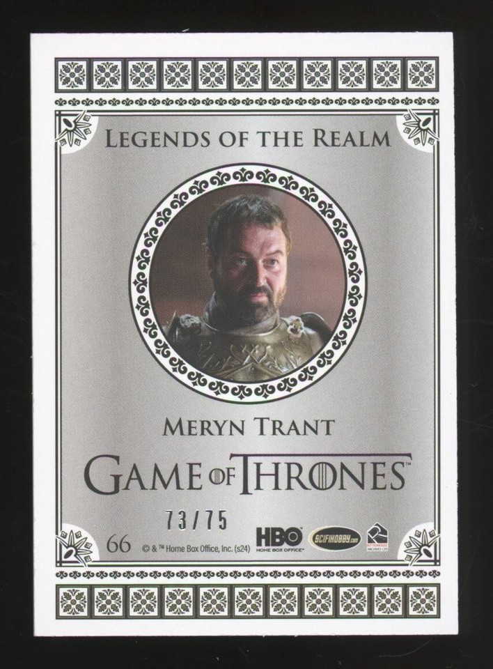 Game Of Thrones Legends of the Realm Meryn Trant Amethyst Parallel #73/ ...