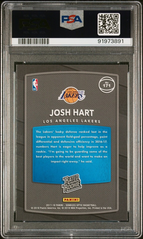 2017 PANINI DONRUSS OPTIC #171 JOSH HART ROOKIE RC PSA 10 | eBay