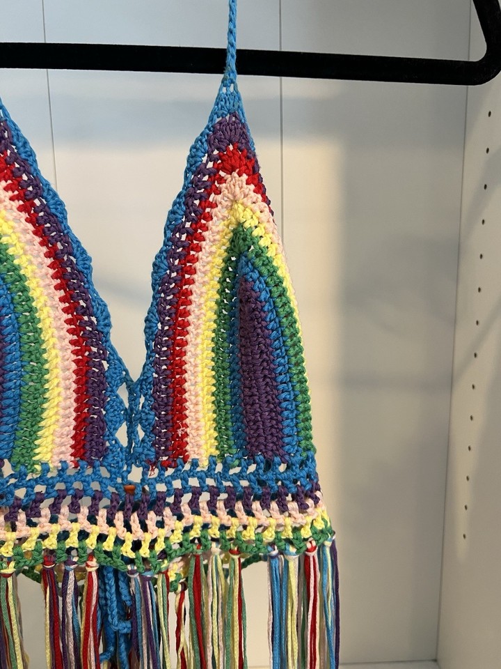 crochet halter top multi color, order to size. Hand made, | eBay