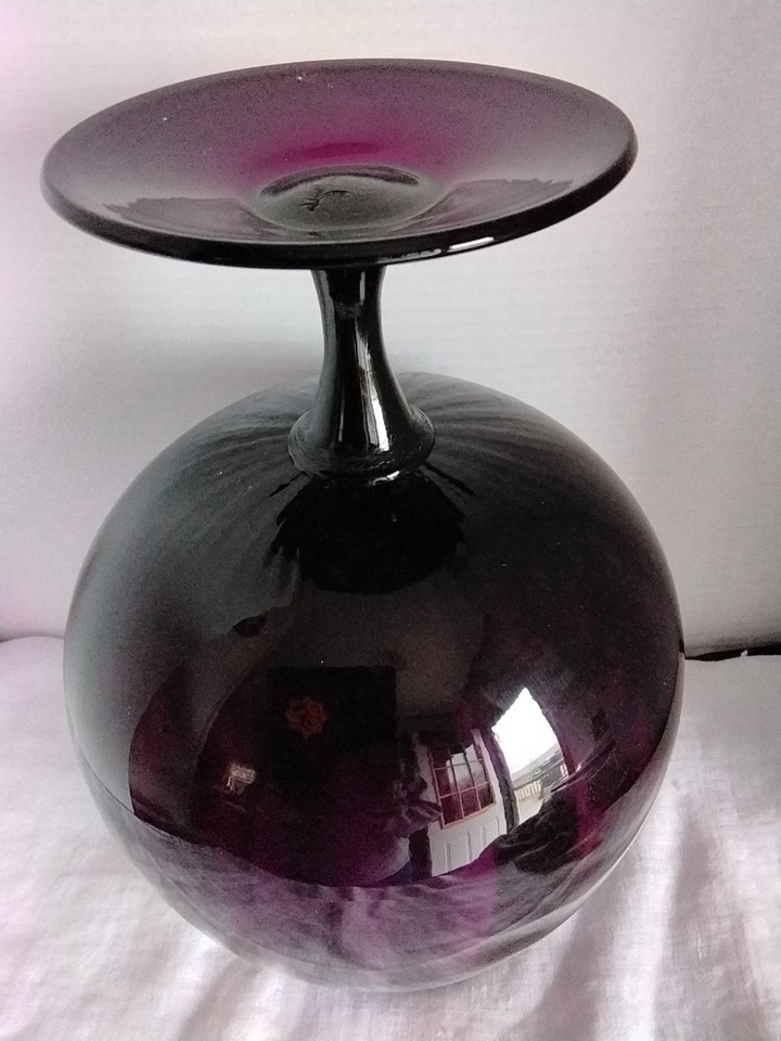 Large Oversized Amethyst Purple Brandy Snifter Compote On Pedestal 12"T ...
