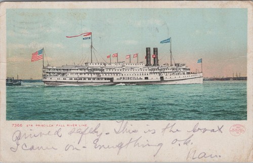 Steamer Priscilla Fall River Line MA 1908 Detroit Photo CO Postcard | eBay