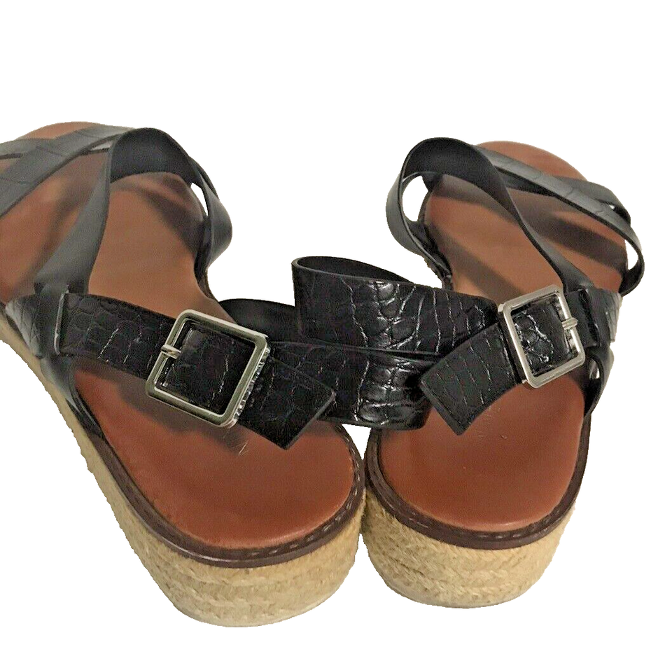 Nine West Sandals Espadrille Low Platform Size 11 Black Cottage Core ...