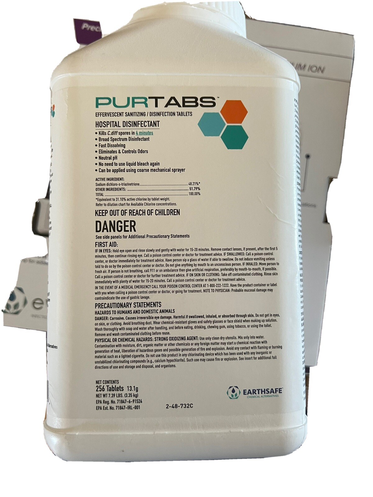 Purtabs Hospital Disinfectant/Disinfection Tablets-256 Tablets 13.1g ...