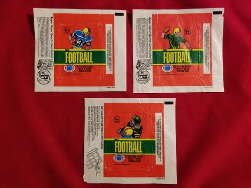 🏈(3) 1980 Topps Football Wax Pack Wrappers🏈 RB Payton QB Bradshaw LB ...