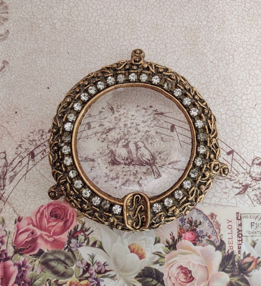 2 VTG Celeste Glass Rhinestone Gold Tone Metal Ashtray Three Footed ...