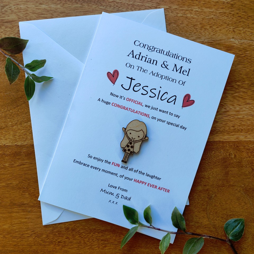 Personalised Adoption Card with Cute Keepsake for Congratulation on ...