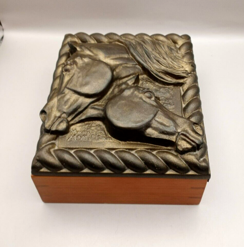 Marrita McMillian Sliding Lid Horse Heads Relief Trinket Jewelry ...