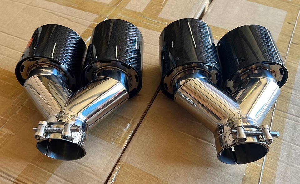 Wet Carbon Fiber Stainless Steel Quad Exhaust Tips for FOR BMW G20 G22 ...