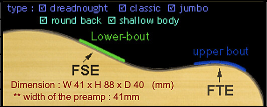 ARTEC FSE-4 Slim Acoustic Guitar 4 Band Equalizer EQ Preamp, PP-617 ...