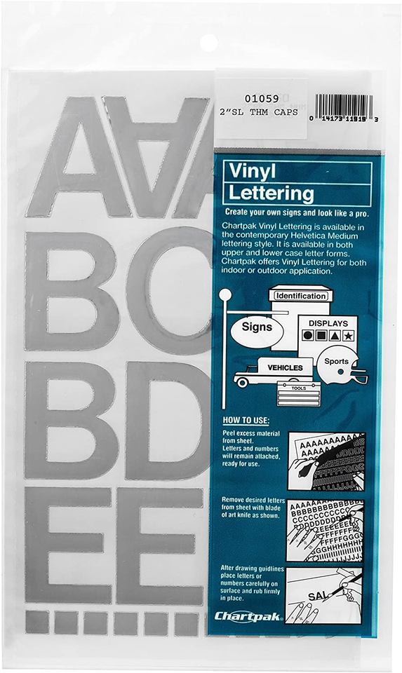 Self-Adhesive Vinyl Capital Letters and Numbers, 1-1/2 Inches High ...