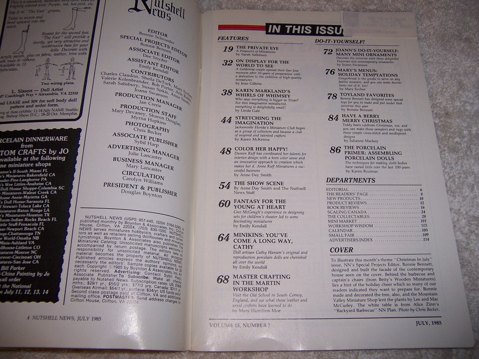 Nutshell News for complete miniatures hobbyist Magazine July 1985 ...